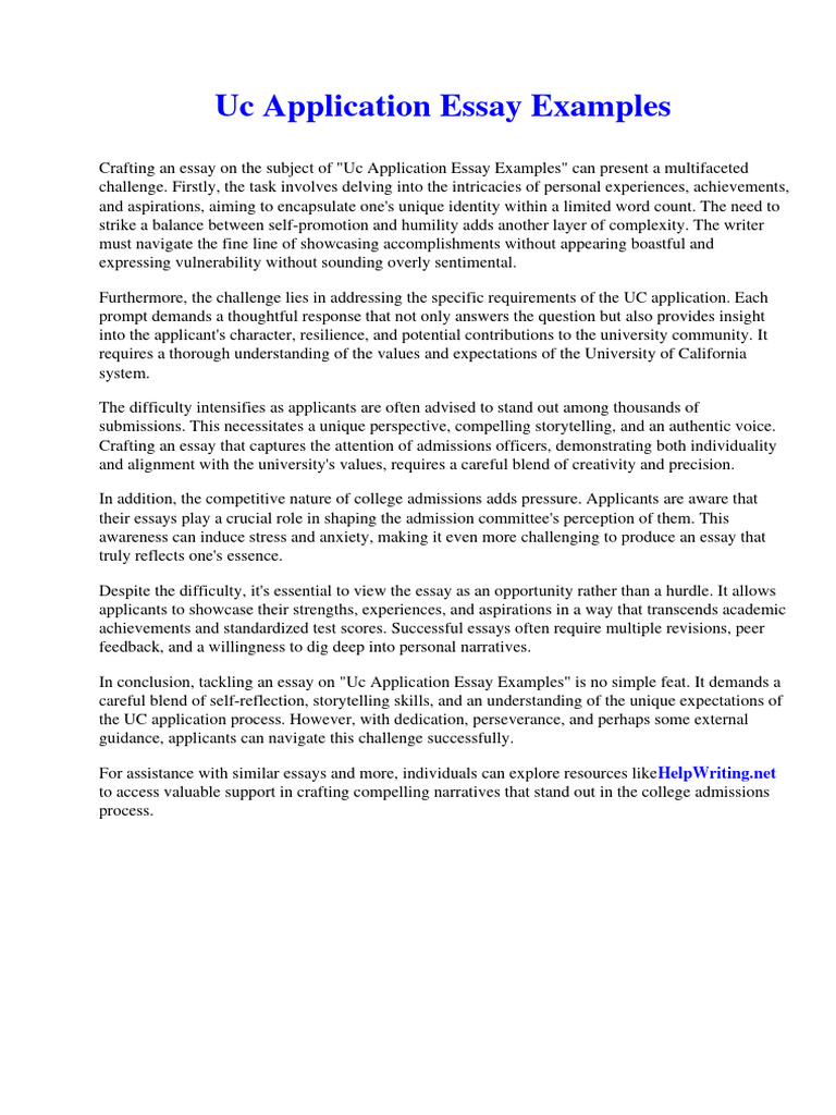 Uc Application Essay Examples | PDF | Social Science