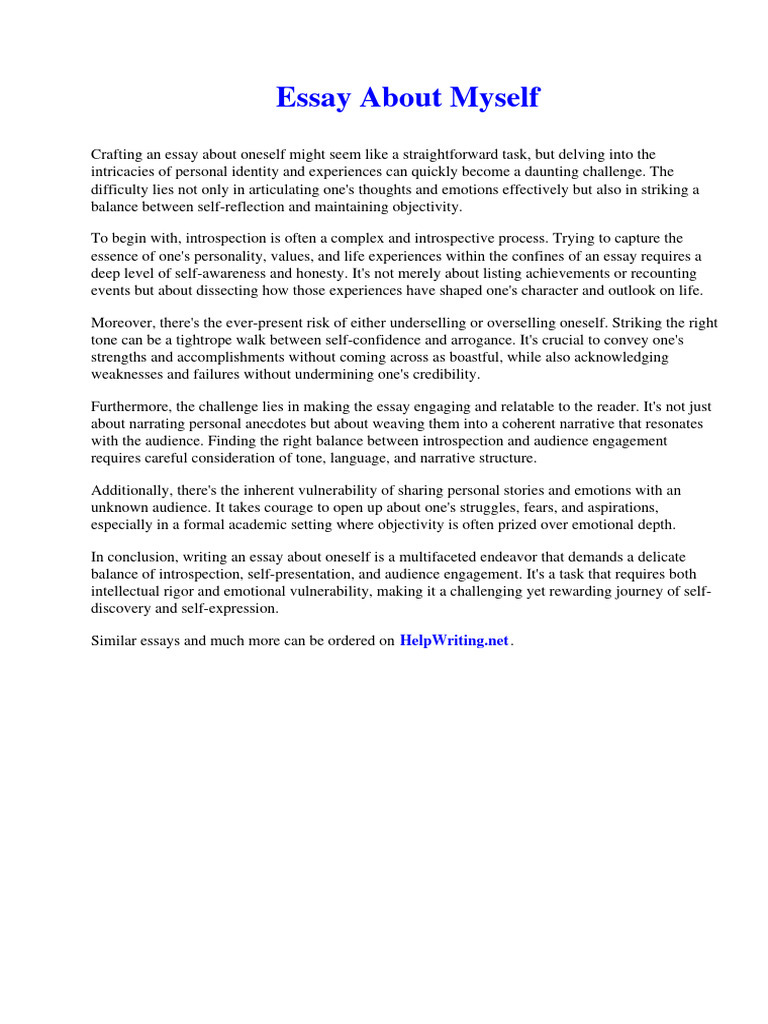 Essay About Myself | PDF