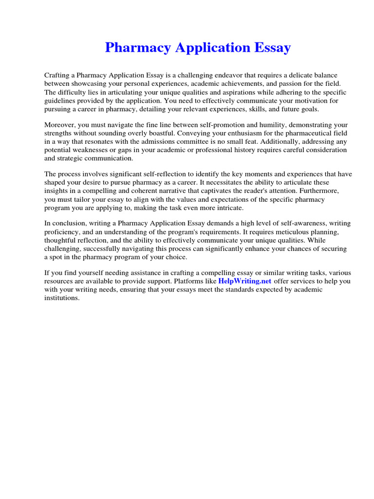 Pharmacy Essay Writing Guide | PDF | Social Science | Self-Improvement