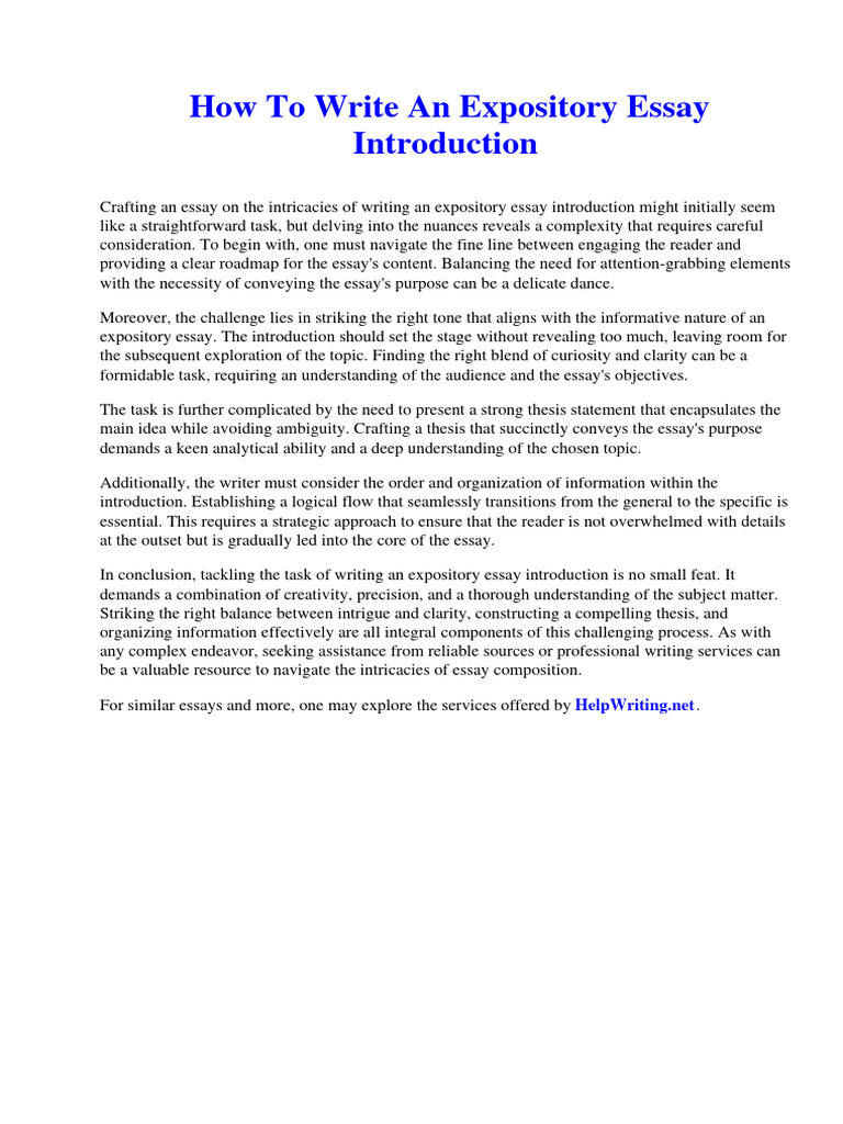 How To Write An Expository Essay Introduction | PDF | Armour | Essays
