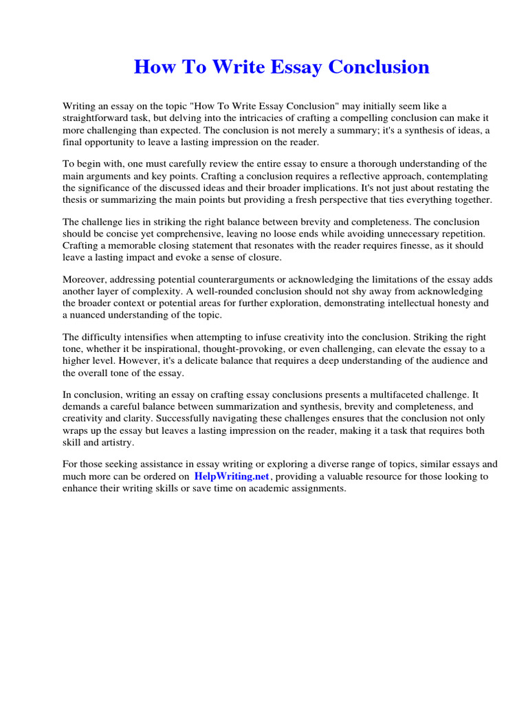 How To Write Essay Conclusion | PDF | Orangutan | Essays