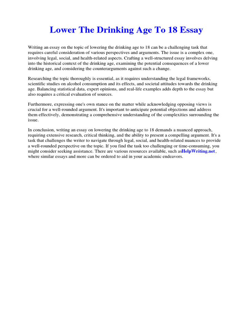 Lower The Drinking Age To 18 Essay | PDF | School Voucher | First ...