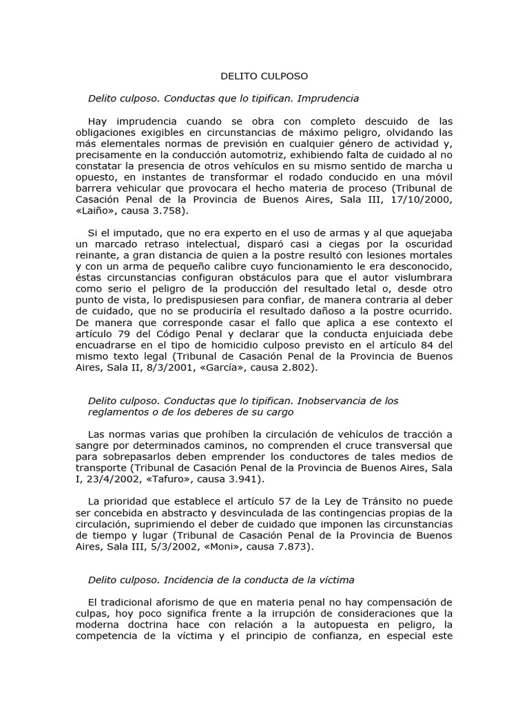 Delito Culposo | PDF