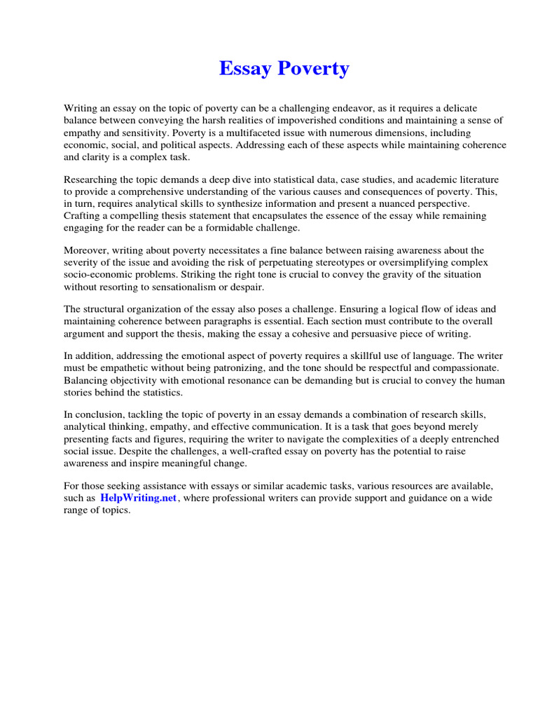 Essay Poverty | PDF | Vladimir Lenin | Vaccination