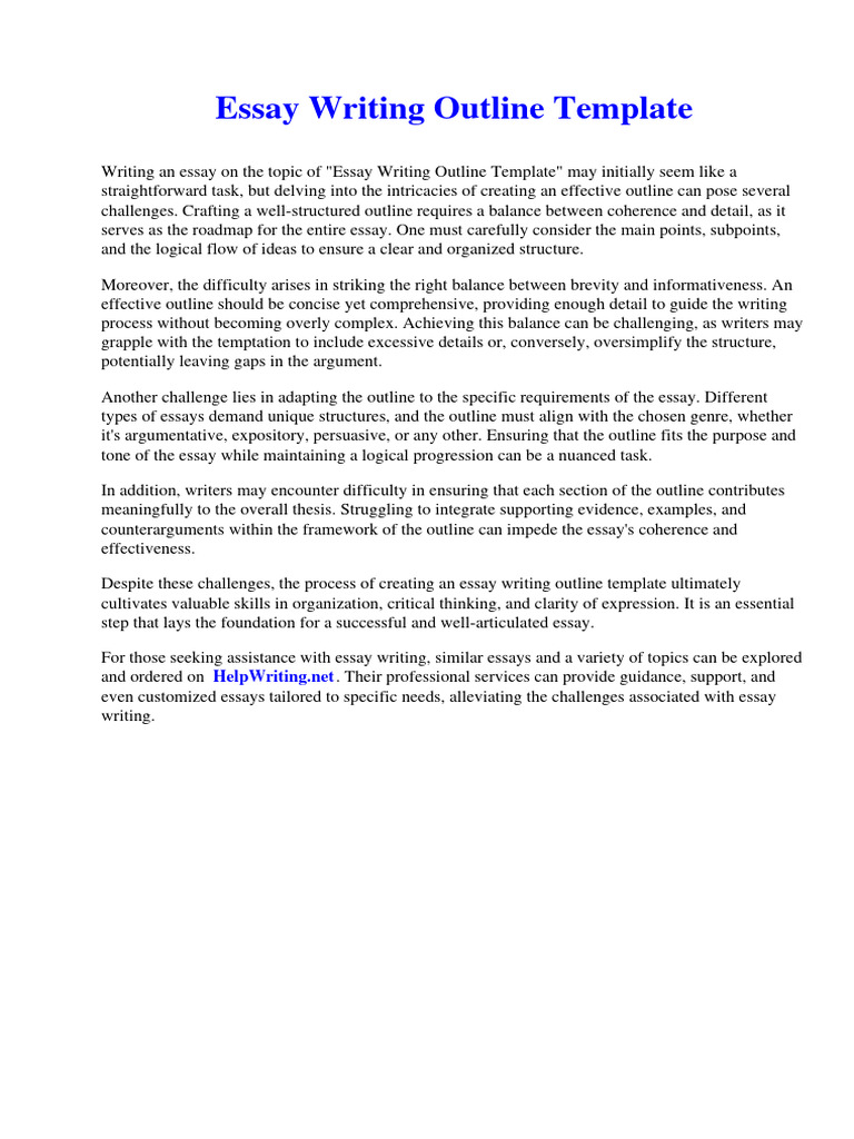 Essay Writing Outline Template | PDF | Odyssey | Odysseus