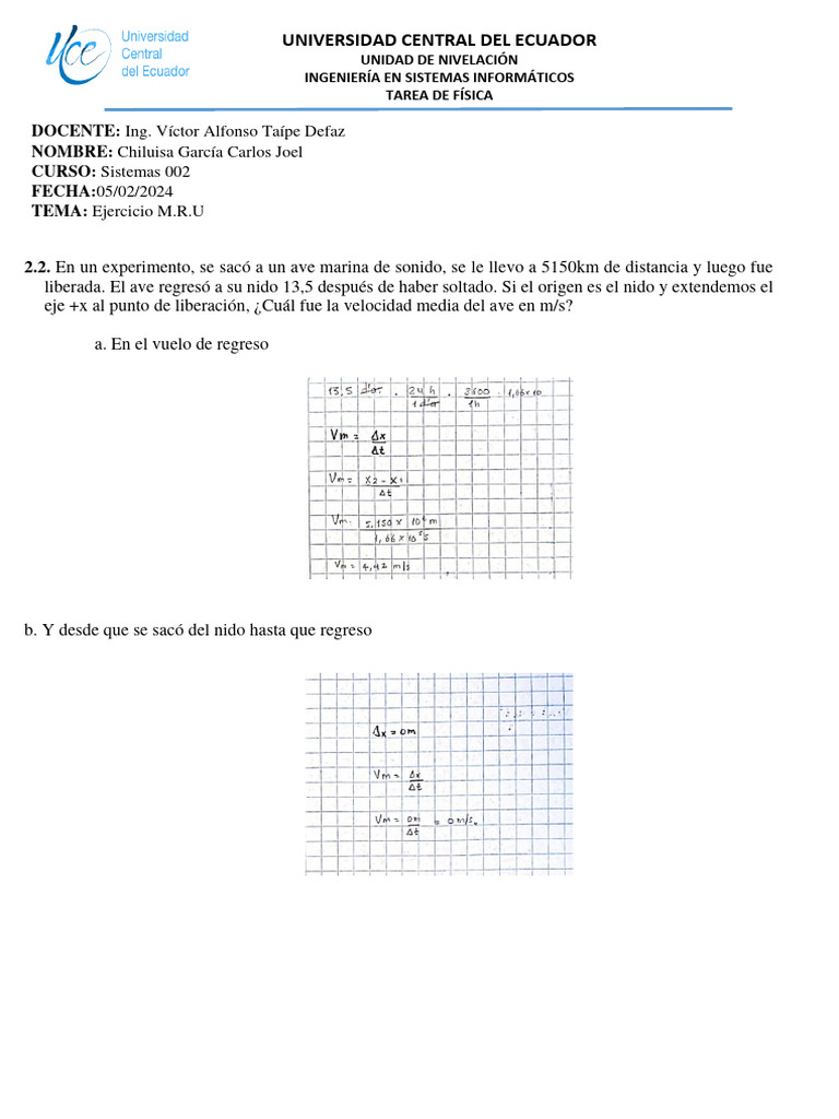 Tarea MR | PDF | Velocidad | Aceleración