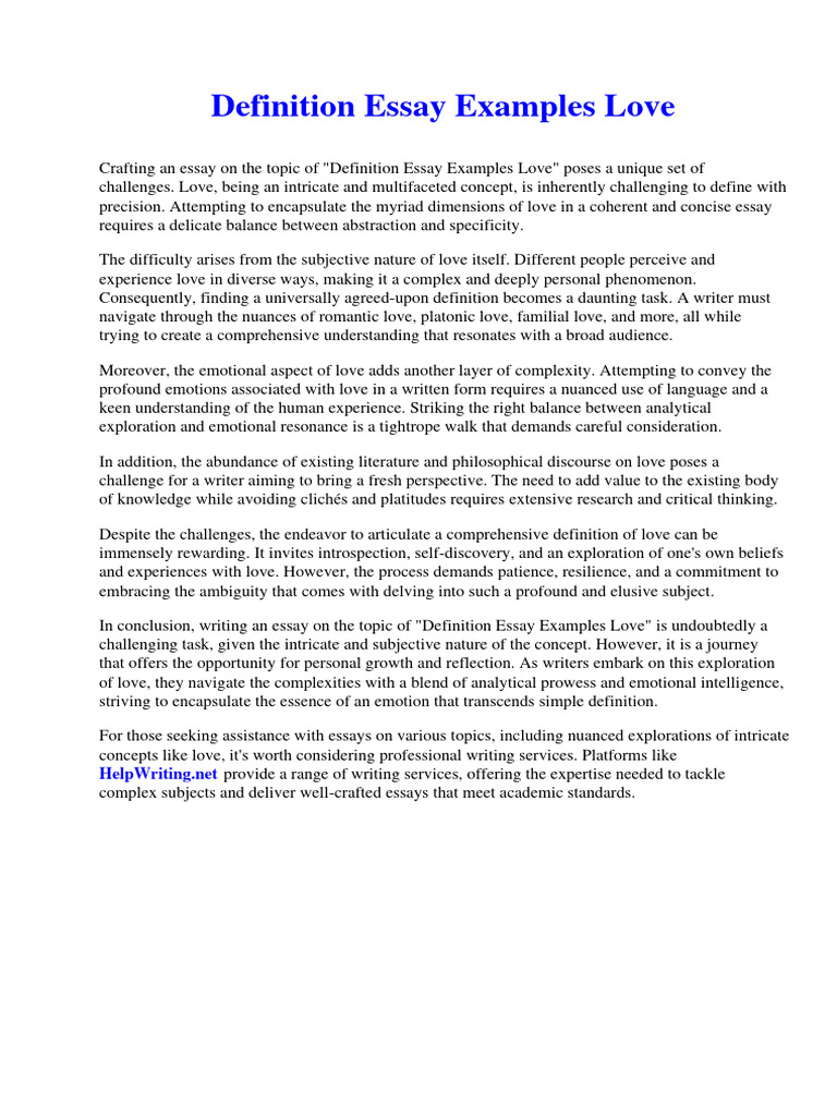 Definition Essay Examples Love | PDF | Sony