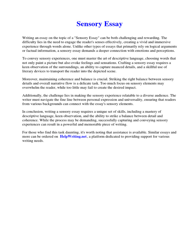 Sensory Essay | Download Free PDF | Christopher Columbus | Essays