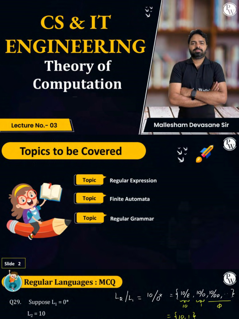 Theory of Computation 03 - Class Notes | PDF