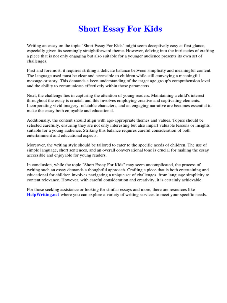 Short Essay For Kids | Download Free PDF | Essays | I Phone
