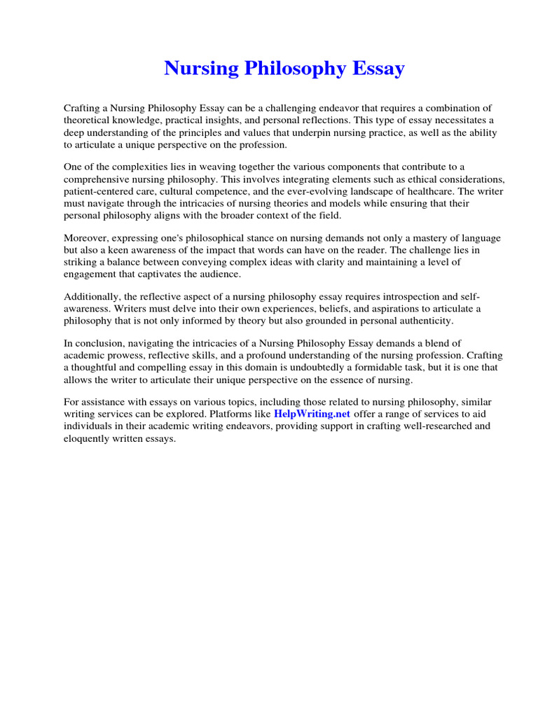 Nursing Philosophy Essay | PDF | Pompey | Julius Caesar