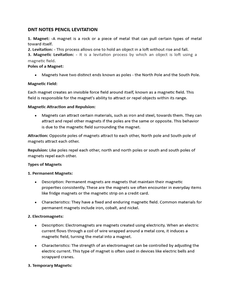 Class5 DNT NOTES Combined | PDF | Magnet | Jet Engine