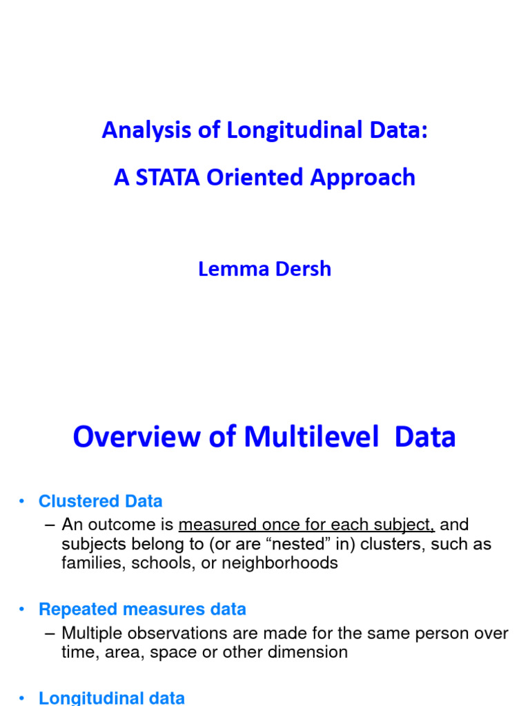 STATA Guide to Analyzing Longitudinal Data | PDF | Akaike Information Criterion | Multilevel Model
