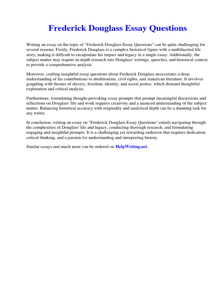 Frederick Douglass Essay Questions | PDF | Migraine | Pendulum