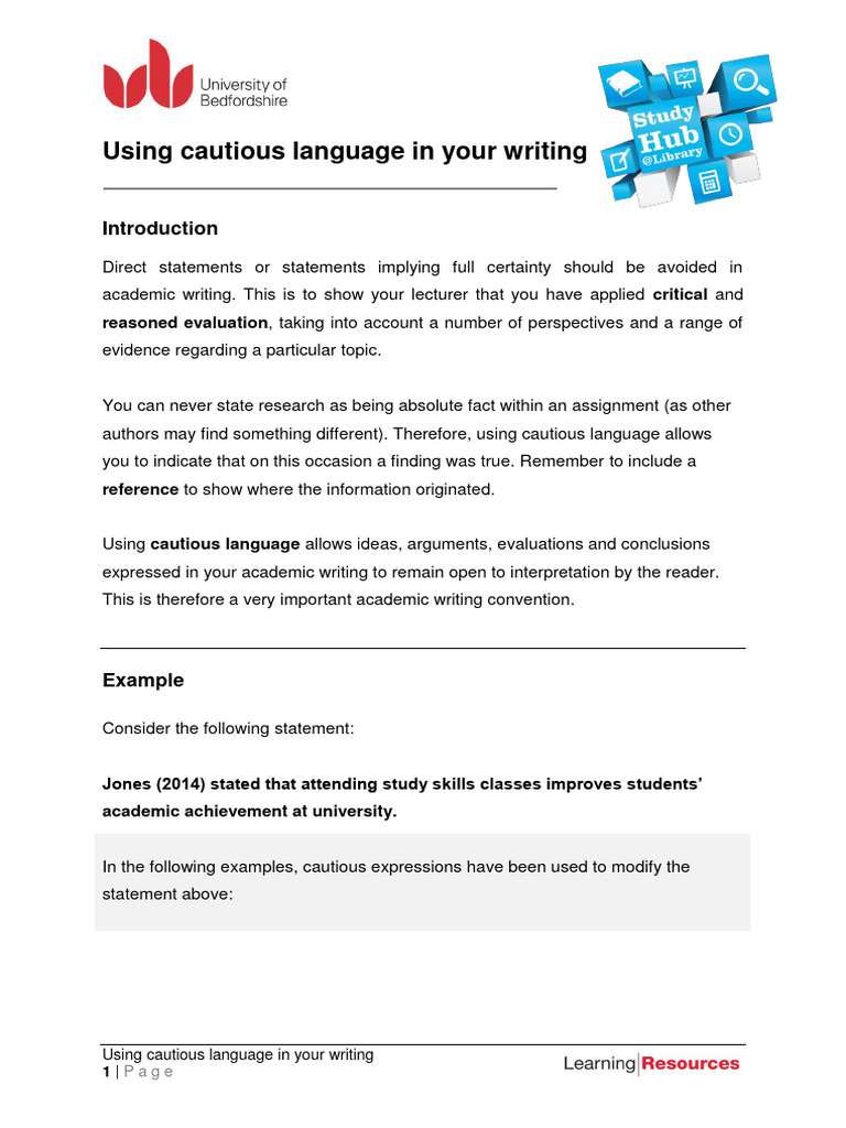 Silo - Tips - Using Cautious Language in Your Writing | PDF | Verb | Adverb