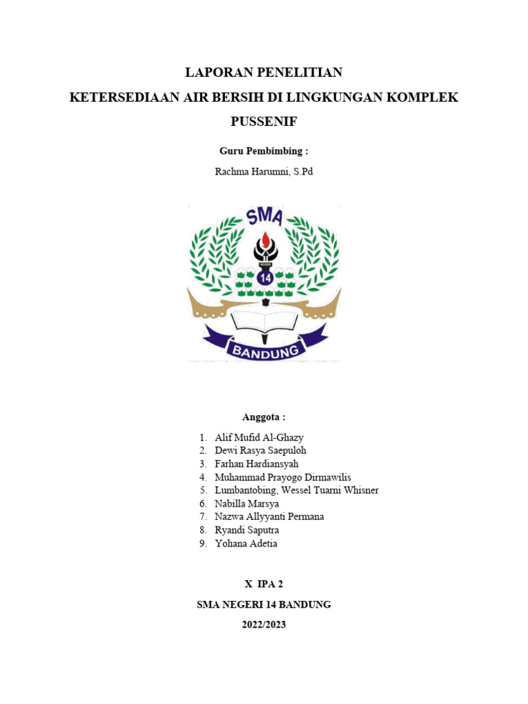 Ketersediaan Air Bersih di PUSSENIF | PDF | Sains & Matematika