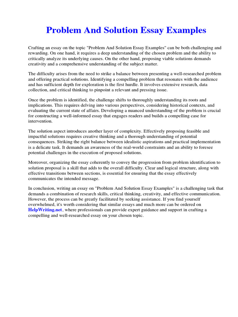 Problem and Solution Essay Examples | PDF | Heart | Dementia