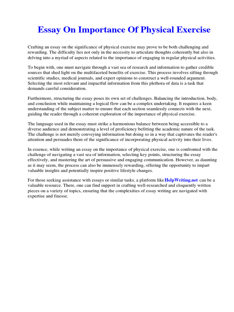Essay On Importance of Physical Exercise | PDF | Petroleum Reservoir ...