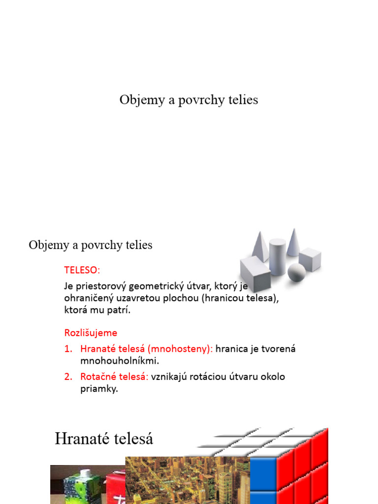 Objemy A Povrchy Telies | PDF