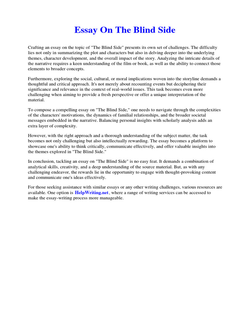 Essay On The Blind Side | PDF | Financial Risk | Hedge (Finance)