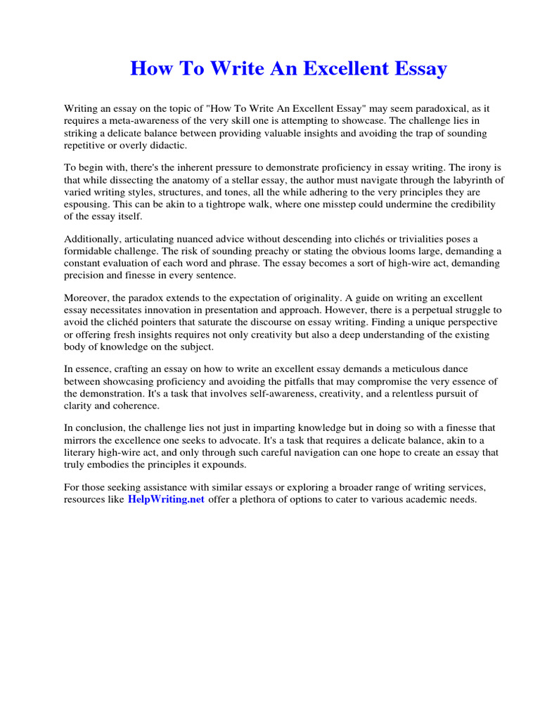 How To Write An Excellent Essay | PDF