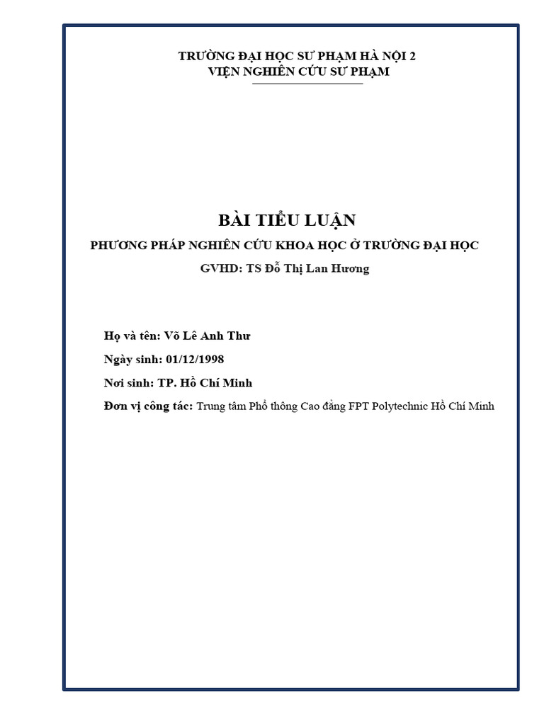 Tieu Luan 4 - PP Nghien Cuu | PDF