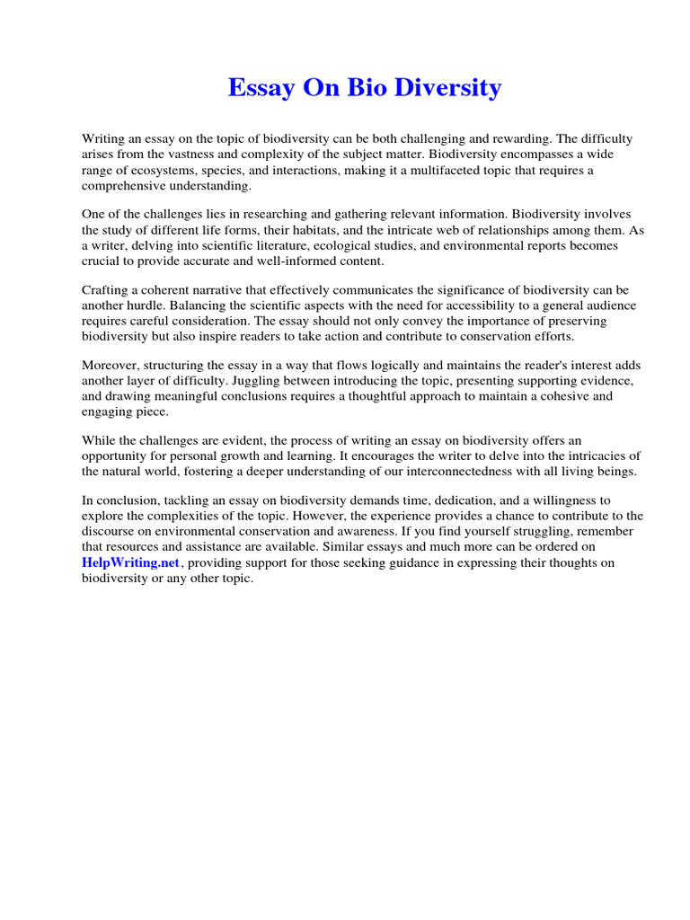 Essay On Bio Diversity | PDF