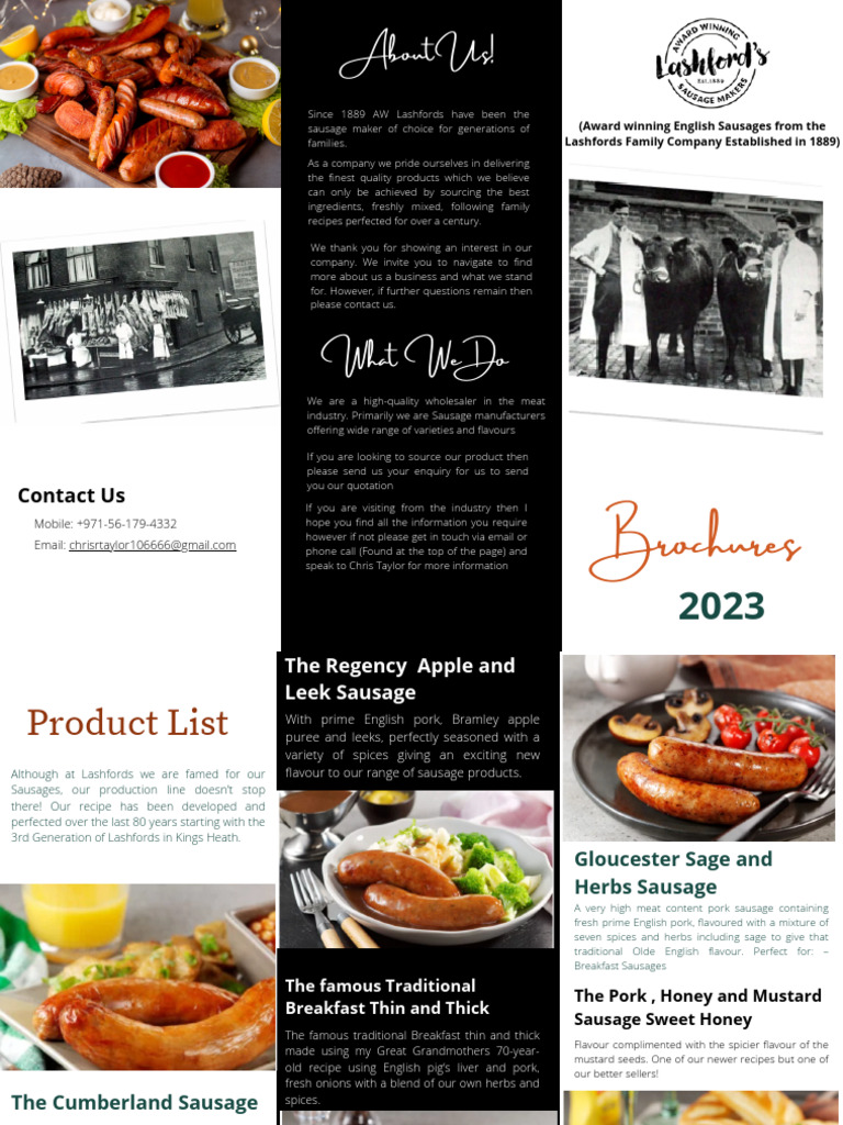 Lashfordsbrochure - Draft | PDF | Sausage | Bacon