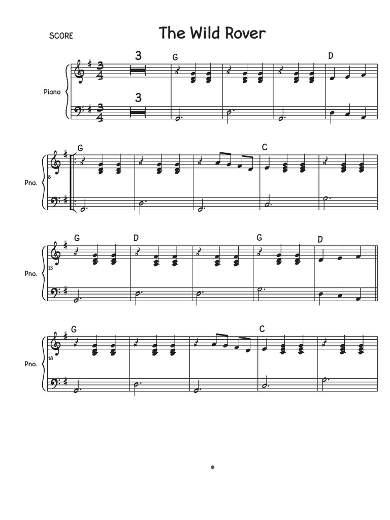 The Wild Rover Piano - SCORE | PDF