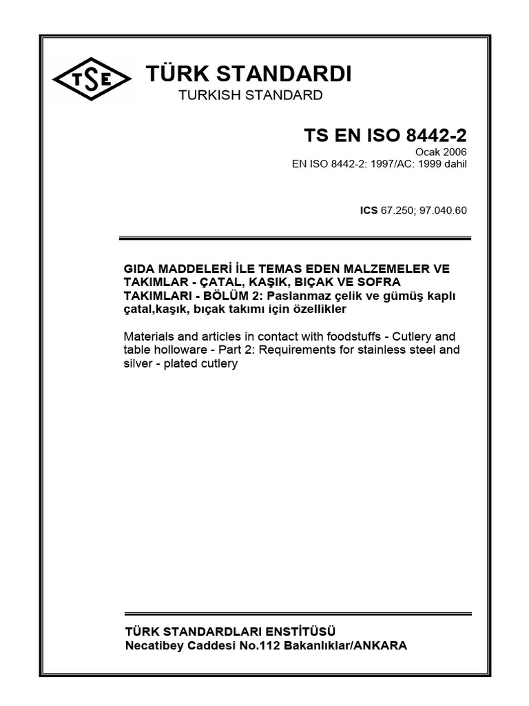 TS en Iso 8442-2 | PDF