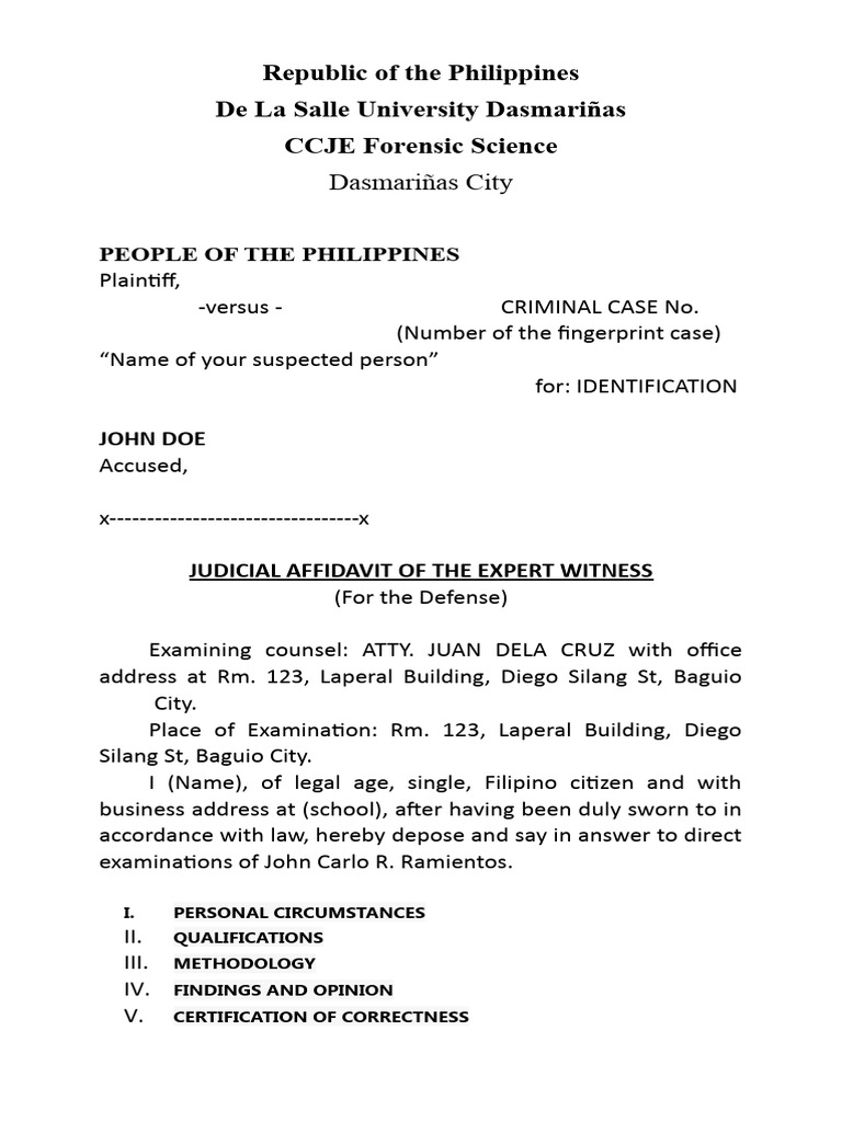 Expert Witness Affidavit Template | PDF | Politics | Law