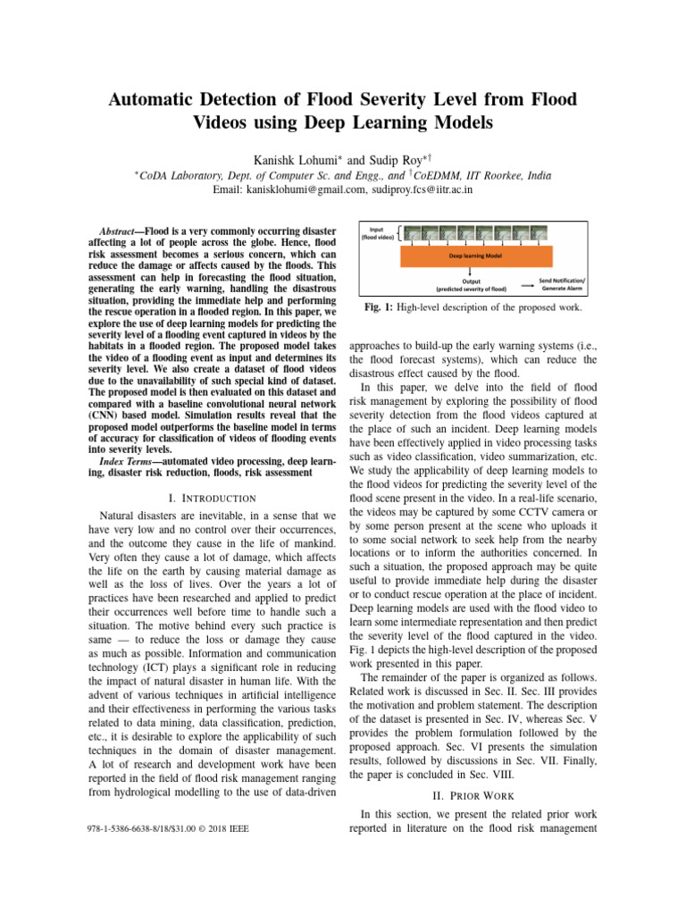 Automatic Detection of Flood Severity Level From Flood Videos Using Deep Learning Models | PDF