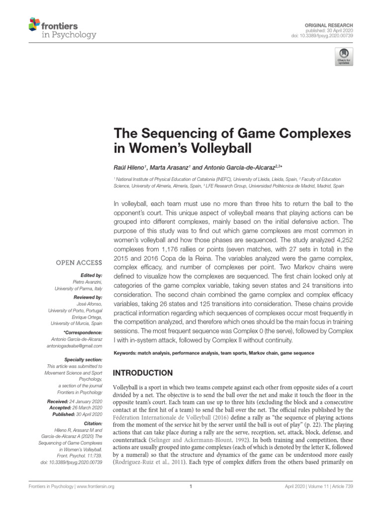 Hileno Et Al. 2020 The Sequencing of Game Complexes in Womens ... Hileno Et Al. 2020 The Sequencing of Game Complexes in Womens ...