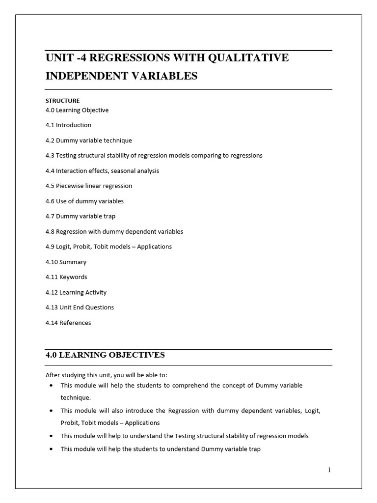 Regression with Dummy Variables | PDF | Linear Regression | Regression ...