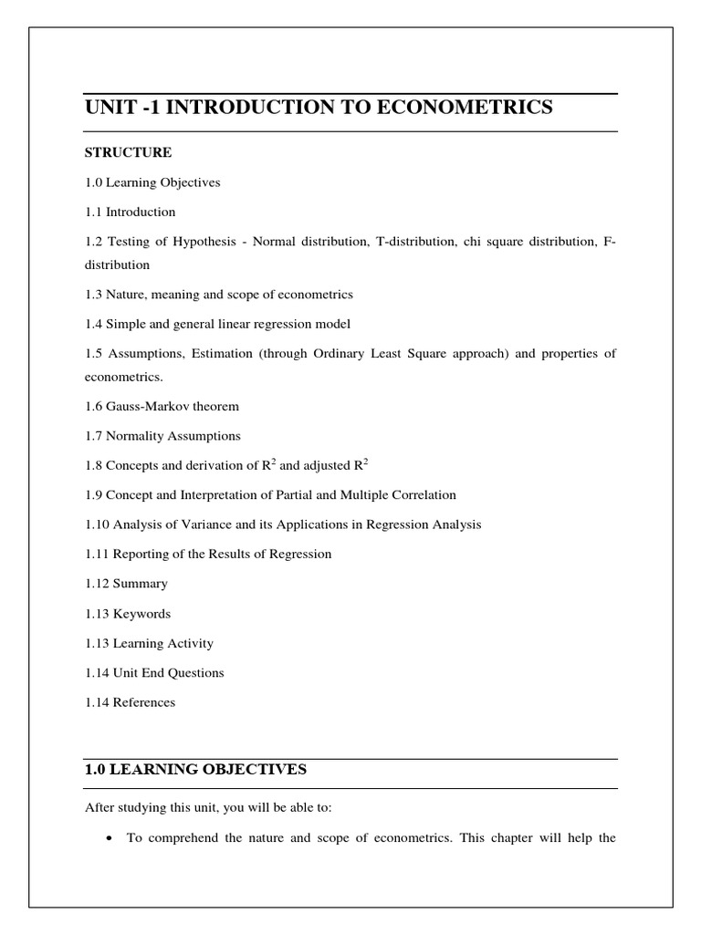 Econometrics 1 | PDF | Econometrics | Statistics