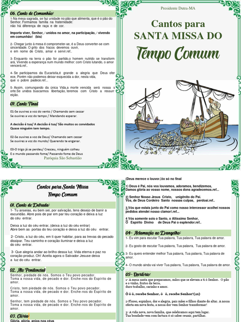 Cantos para Missa - Tempo Comum 2023 | PDF | Eucaristia | Pecado
