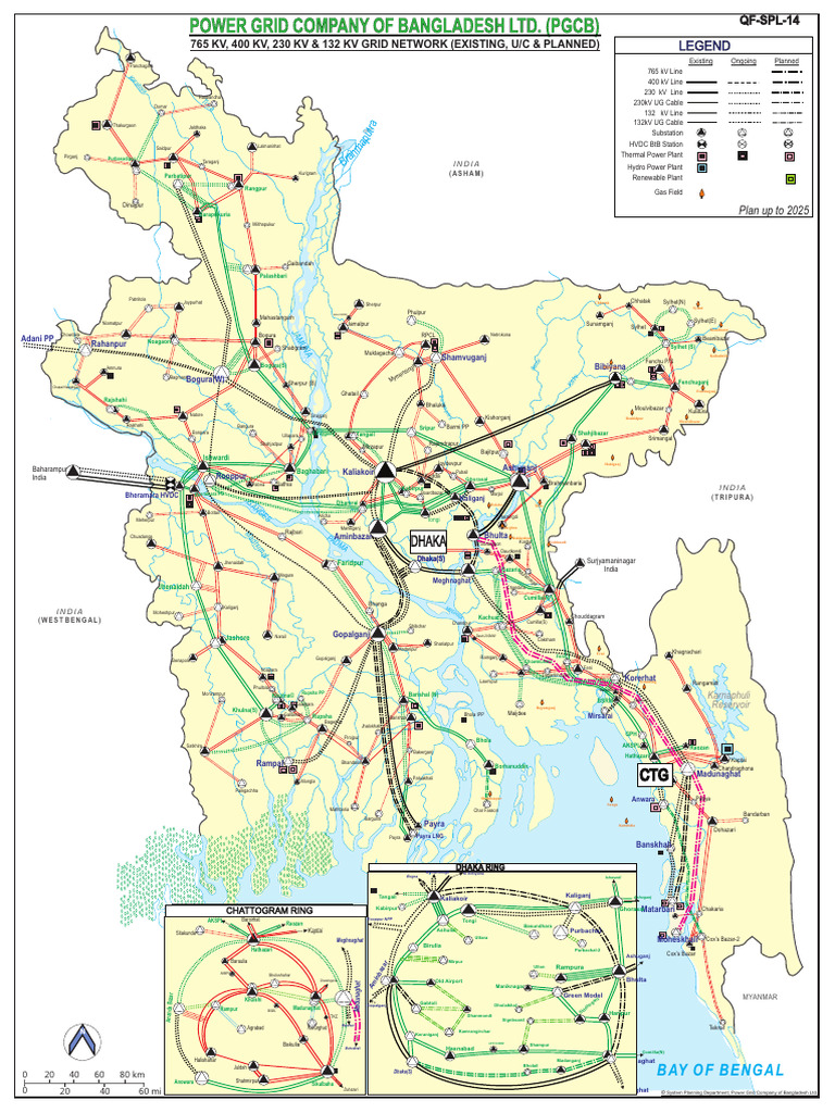 Bangladesh Power Grid Map | PDF | Power Engineering | Electric Power ...