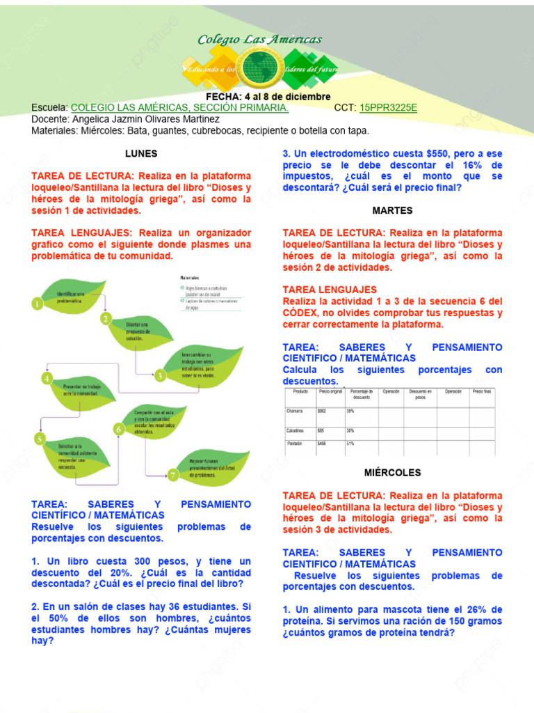 HOJA DE TAREAS 4 Al 8 de Dic | PDF