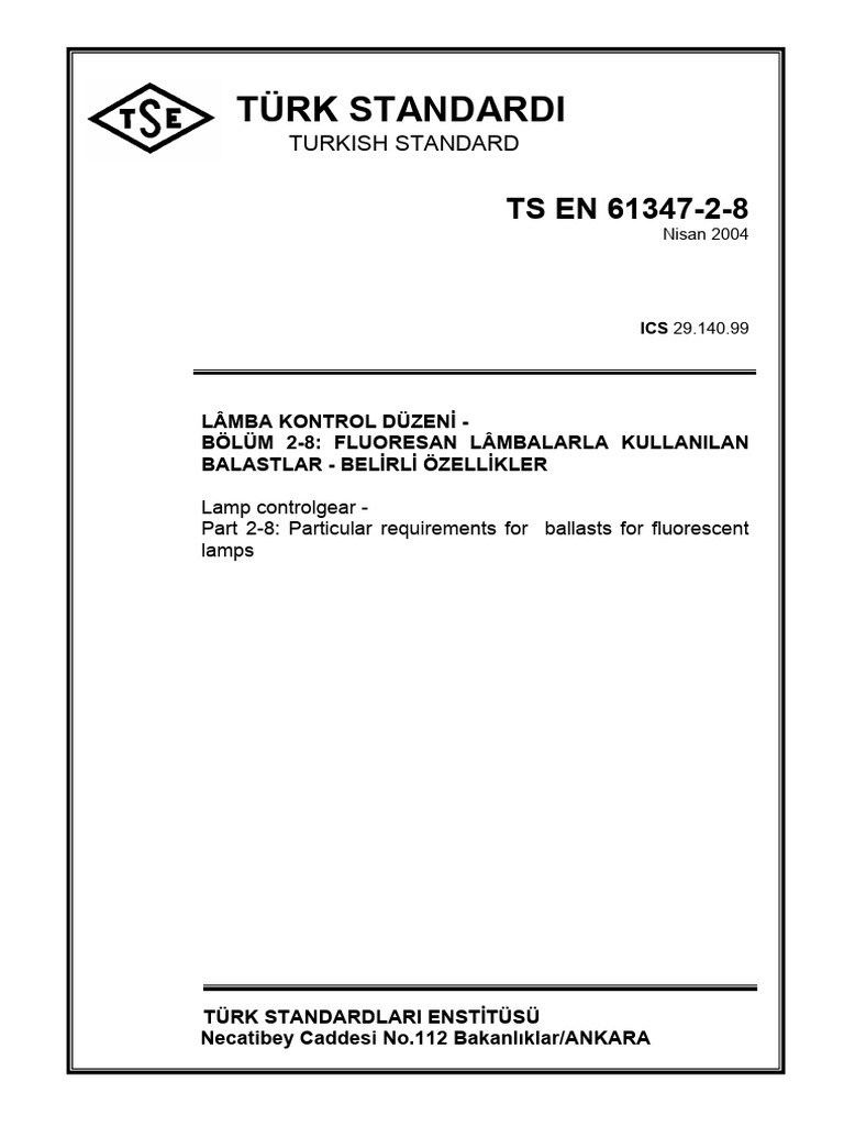 TS EN 61347-2-8 (Nisan 2004) | PDF