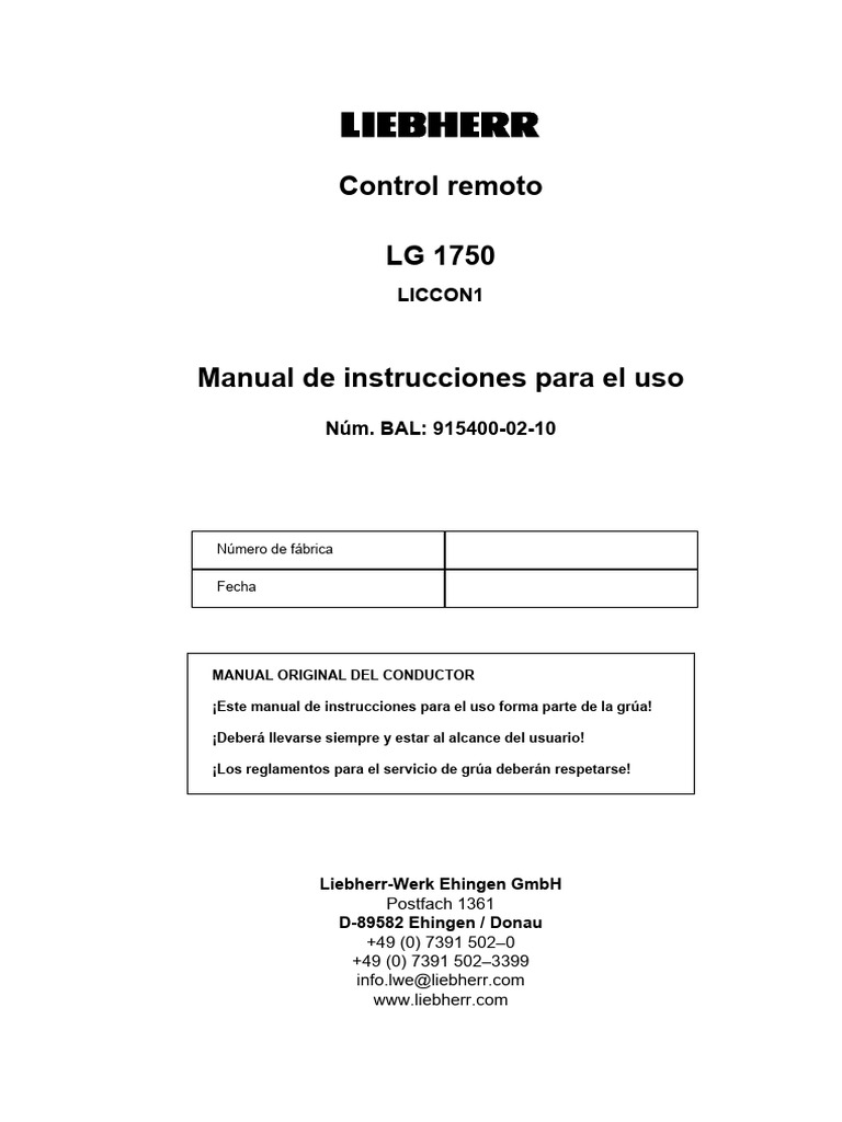 Ffs - 915400-02-10 LG 1750 | PDF | Radio | Grúa (máquina)