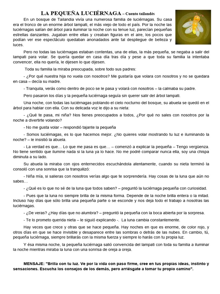 Cuento La Luciérnaga | PDF
