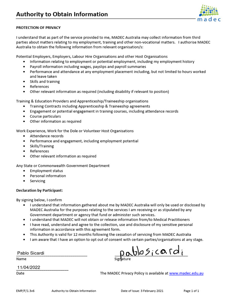 HTS Authority To Obtain Information | PDF | Employment | Apprenticeship