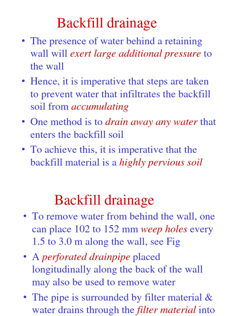 Retaining Walls - Backfill Drainage - 2021 | PDF