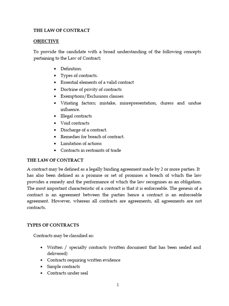 The Law of Contract | PDF | Misrepresentation | Offer And Acceptance