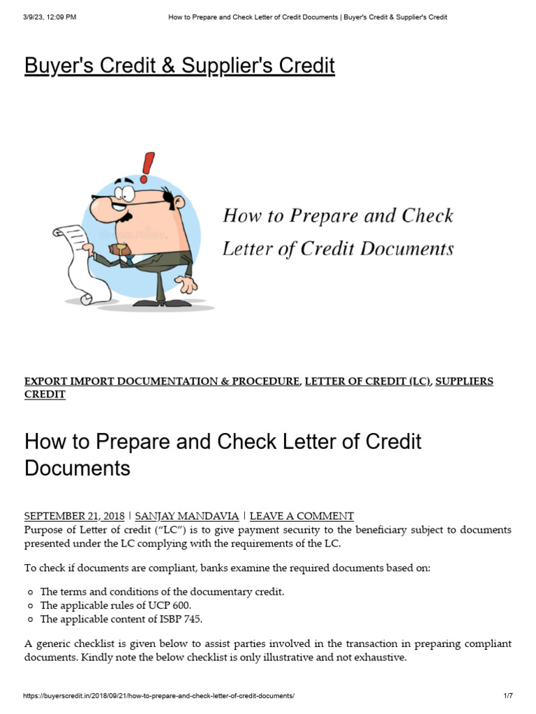 How To Prepare and Check Letter of Credit Documents - Buyer's Credit ...
