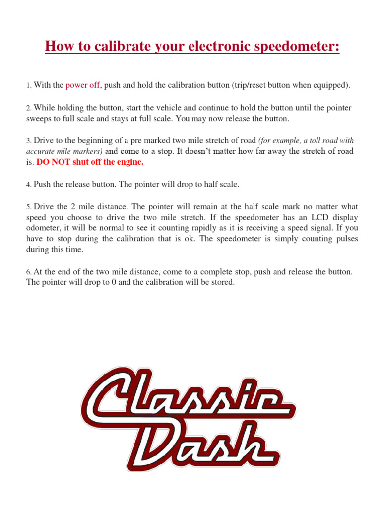 Speedometer Calibration | PDF