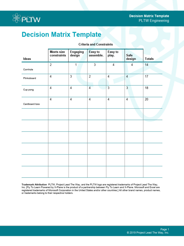 Engineering Decision Matrix Template | PDF