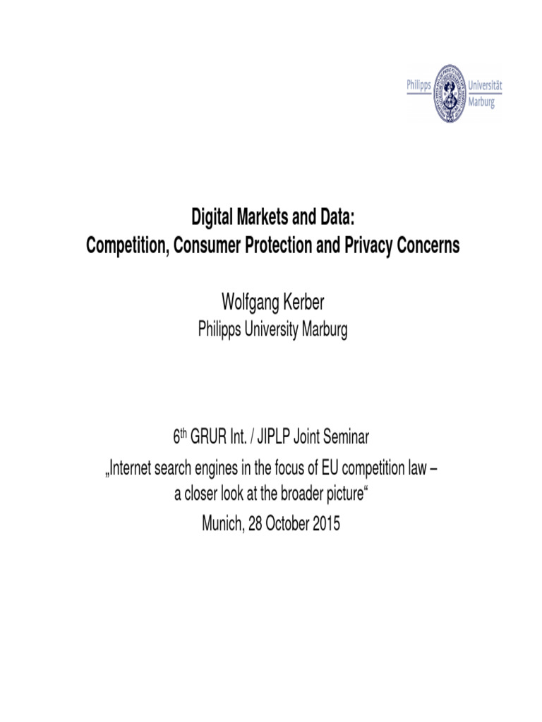 Digital Markets and Data Competition, Consumer Protection and Privacy Concerns | PDF | Privacy ...
