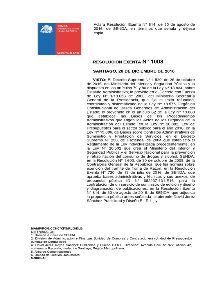 Rex 1008, Aclara Rex 814 | PDF | Gobierno