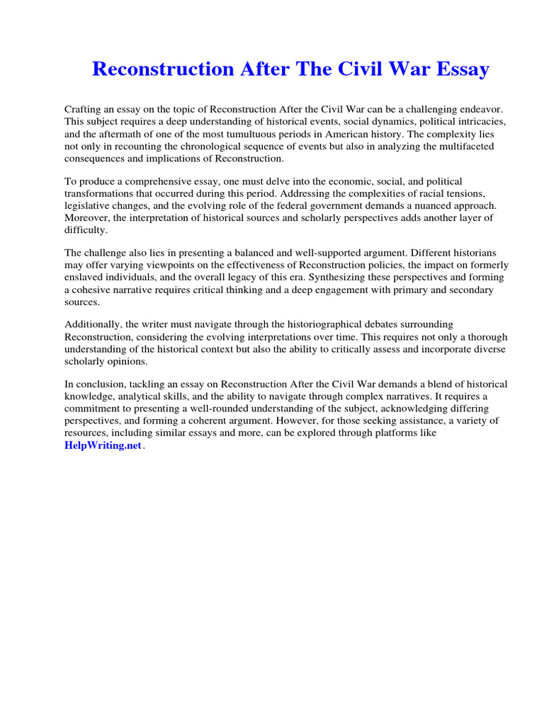Reconstruction After The Civil War Essay | PDF | Dwight D. Eisenhower ...